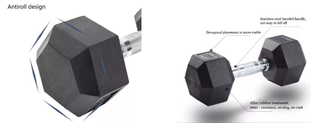 Rubber coated hex dumbbell 2.5kg,5kg,7.5kg,10kg,12.5kg,15kg,17.5kg,20kg,22.5kg,25kg,27.5kg,30kg ...